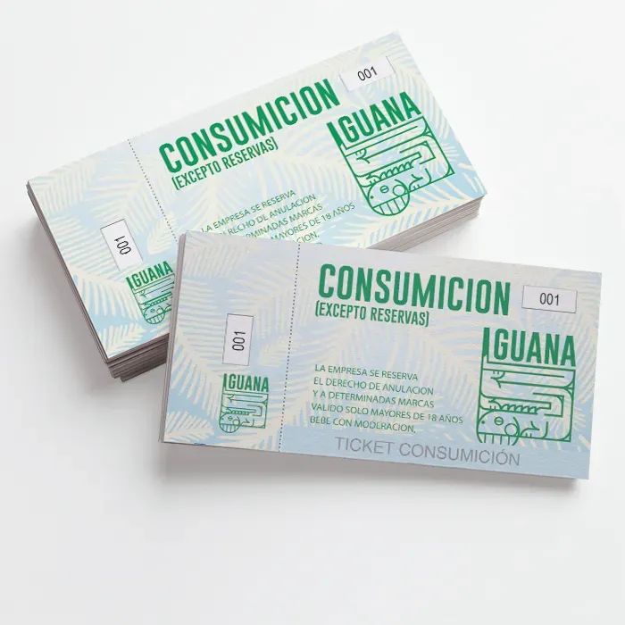 Tickets de Consumición o Bebidas personalizados. 24H