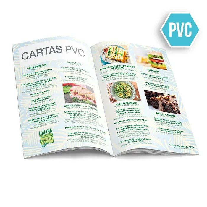 Imprimir Cartas para Restaurantes y Bar PVC en 24H